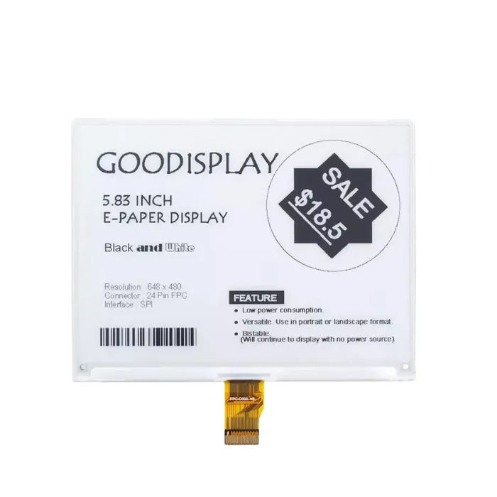 GooDisplay 5.83inch E-Paper Display Module GDEY0583T81 – OpenELAB Technology Ltd.